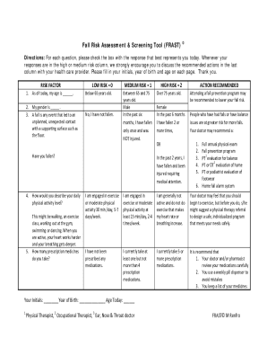 Fillable Online Fall Risk Assessment Tool for Home Health Care Fax ...