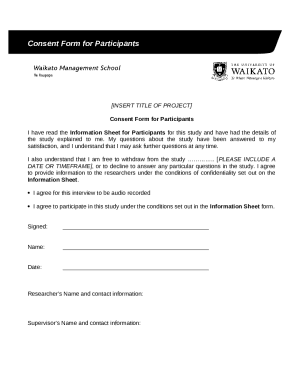 Consent for Participants Doc Template | pdfFiller