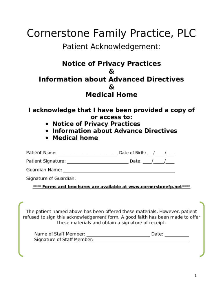 Notice of Privacy : Cornerstone Hospice and Palliative Care Doc ...