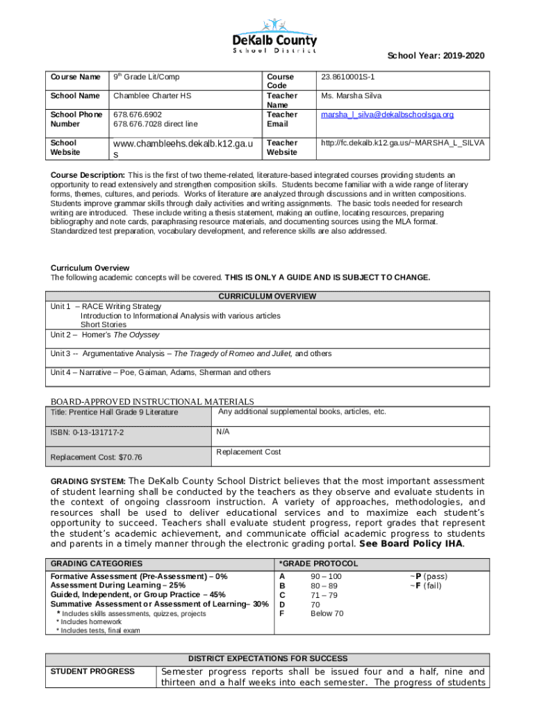 9th Grade Literature and Composition - Chamblee High School Doc ...