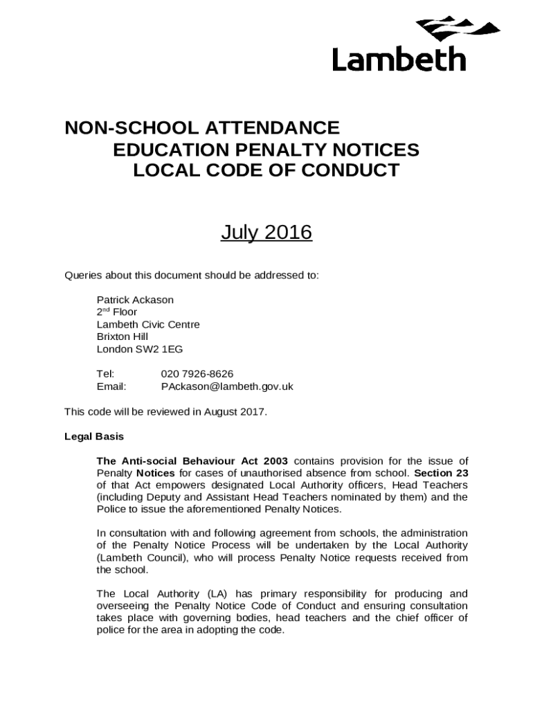 NON-SCHOOL ATTENDANCE EDUCATION PENALTY ... Doc Template | pdfFiller