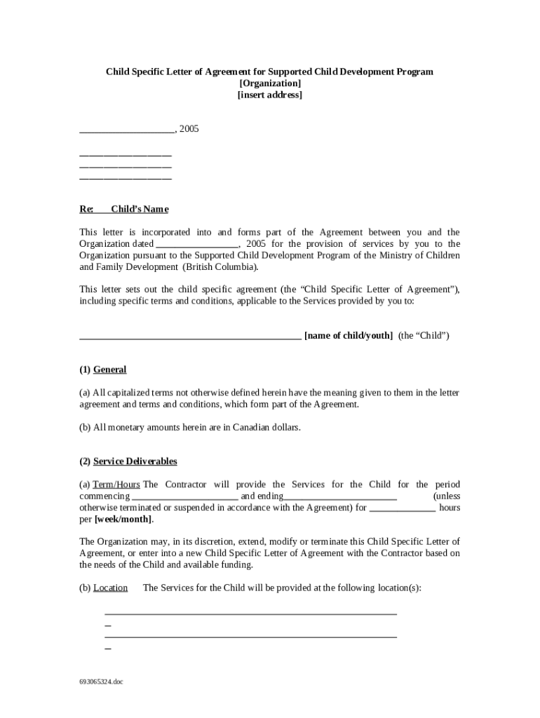 CHILD CARE SERVICES CONTRACT (the Agreement) Doc Template | pdfFiller