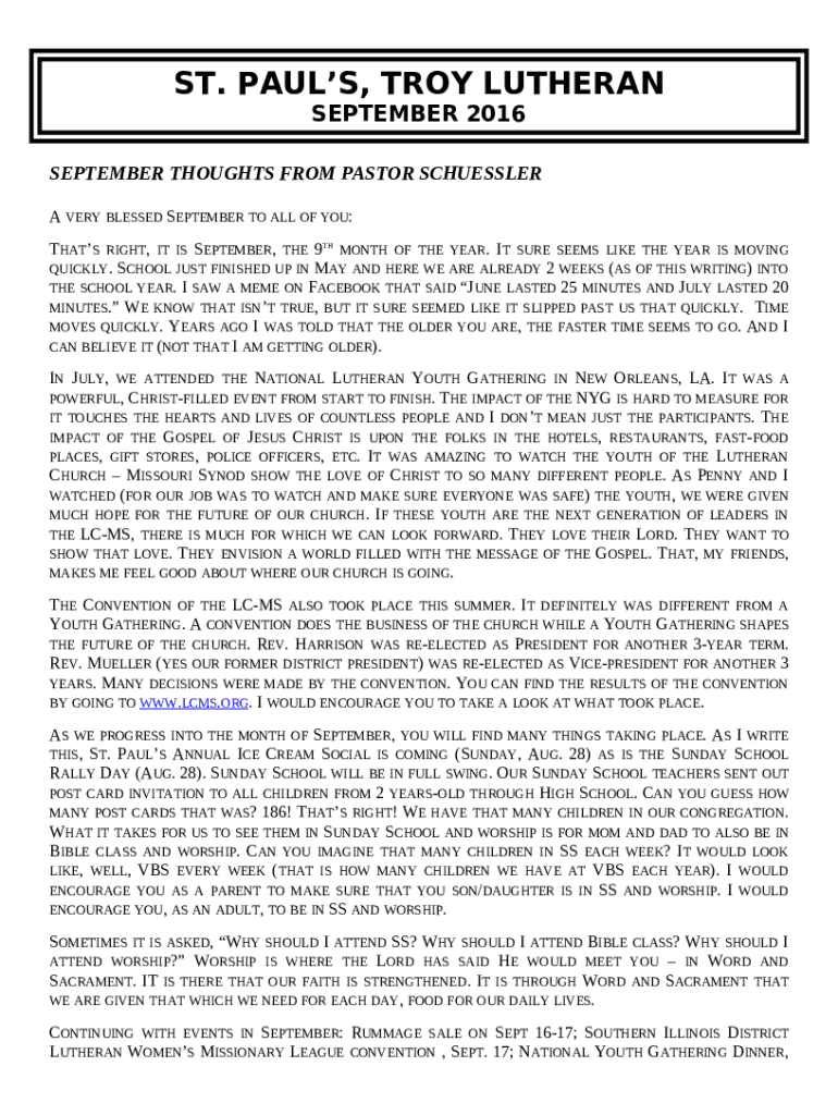 September Epistle - St. Paul's Evangelical Lutheran Church Doc Template ...