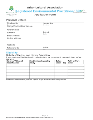 Registered Environmental Practitioner Doc Template | pdfFiller
