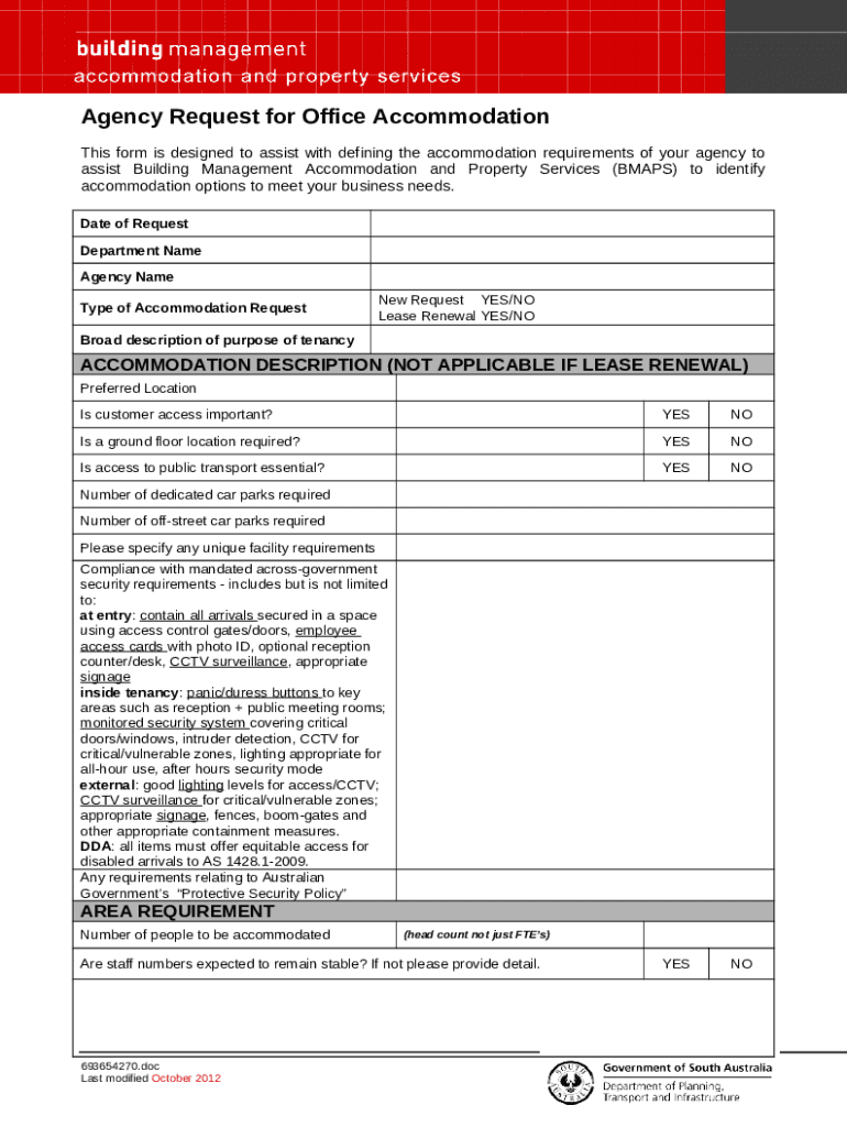 Agency Request For New Accommodation - DOC Doc Template | pdfFiller