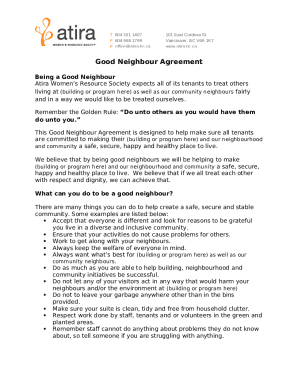 Good Neighbour Agreement - atira bc Doc Template | pdfFiller
