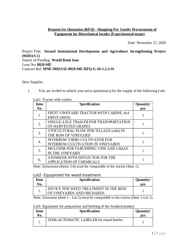 Request for Bids - MIDAS Doc Template | pdfFiller