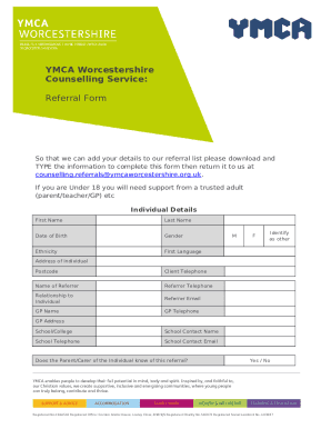 YMCA-Worcestershire-Counselling-Referral-- ... Doc Template | pdfFiller
