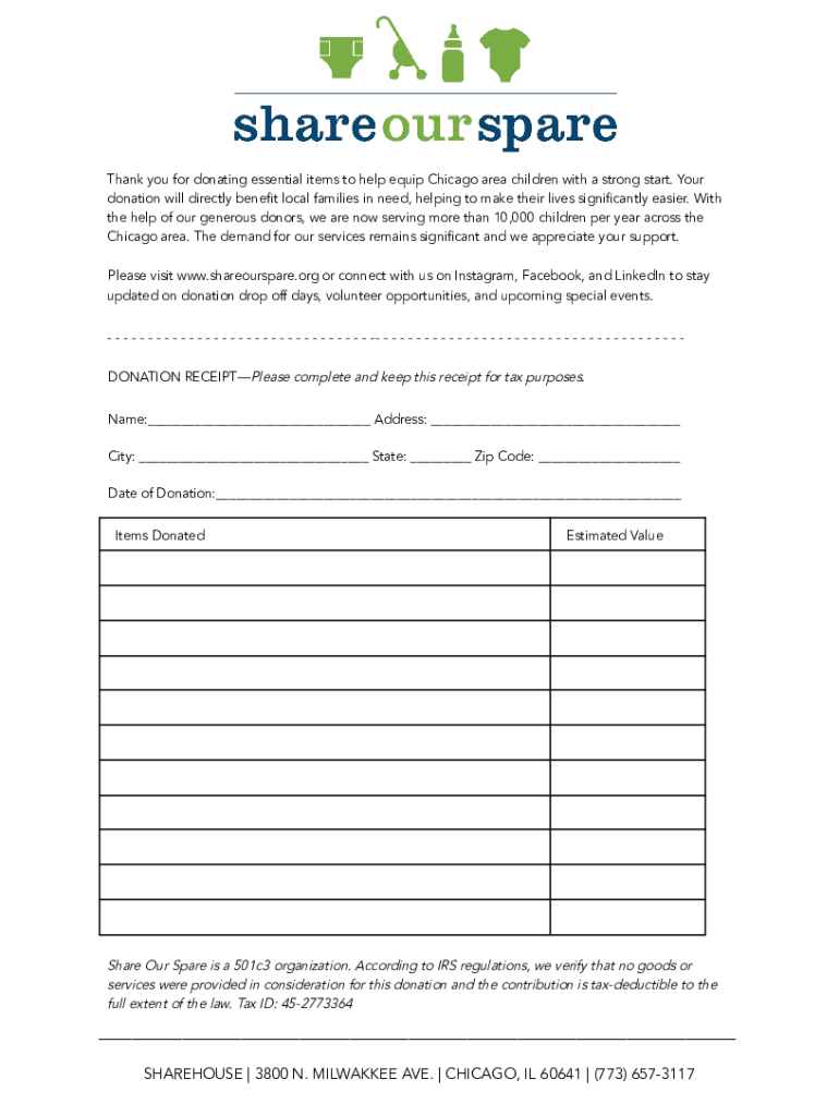 Fillable Online SOS In-Kind Donation Receipt Fax Email Print - pdfFiller