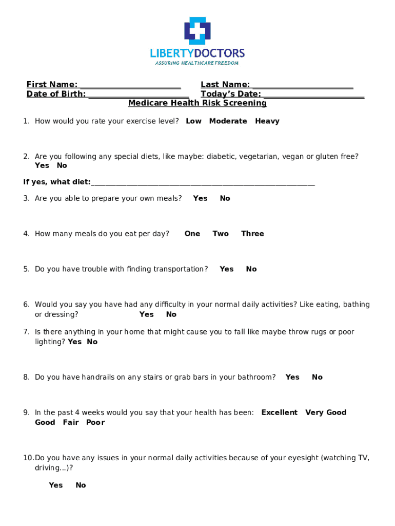 Medicare-Health-Assessment-s Doc Template | pdfFiller