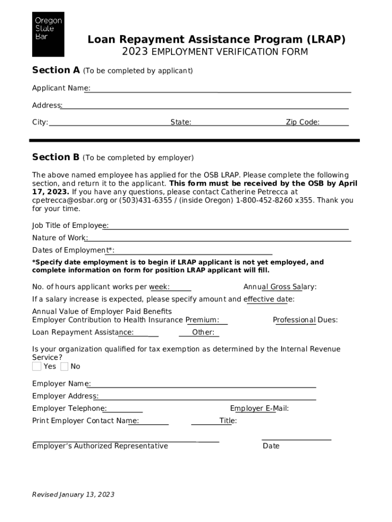 LRAP Employement Verification Doc Template | pdfFiller