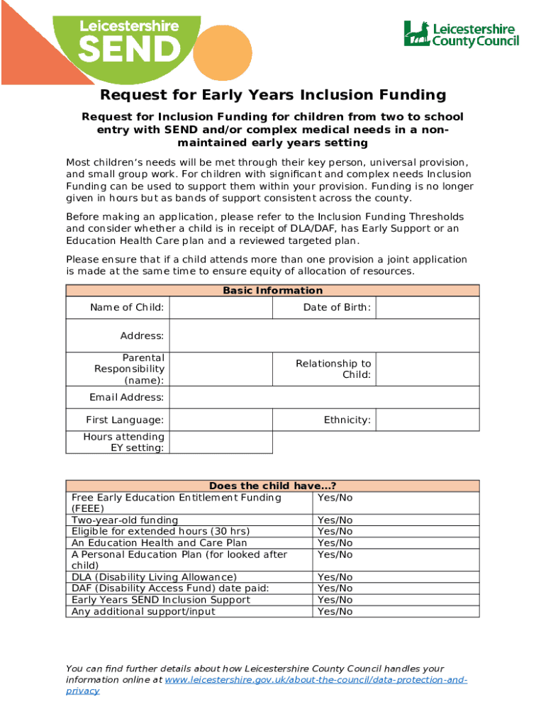 SEN Inclusion Funding For Early Years Providers Schools Resources SEN Inclusion Funding For Early Years Providers Schools Resources