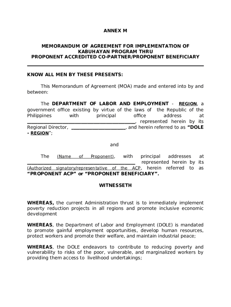 basic model memorandum of agreement Doc Template | pdfFiller