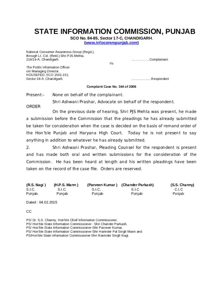 None. ORDER Neither the complainant nor the respondent ... Doc Template ...