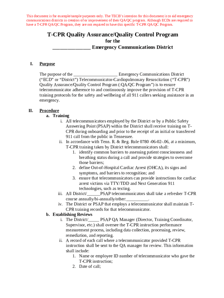 T-CPR Quality Assurance/Quality Control Program for the Doc Template ...