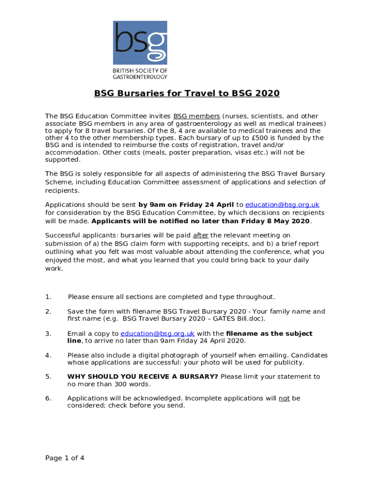 Links to Travel Bursary exhibits/work Doc Template | pdfFiller