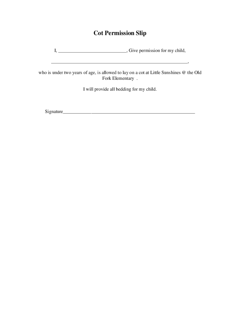 Fillable Online SLEEPING MAT/COT PERMISSION FORM Fax Email Print ...