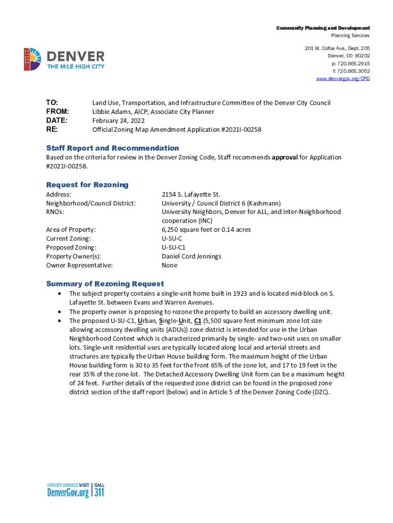 Fillable Online Official Zoning Map Amendment Application #2021I-00258 Fax Email Print - pdfFiller