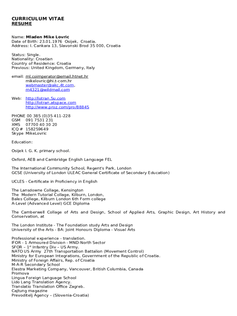 CIRCUM VITAE Doc Template | pdfFiller