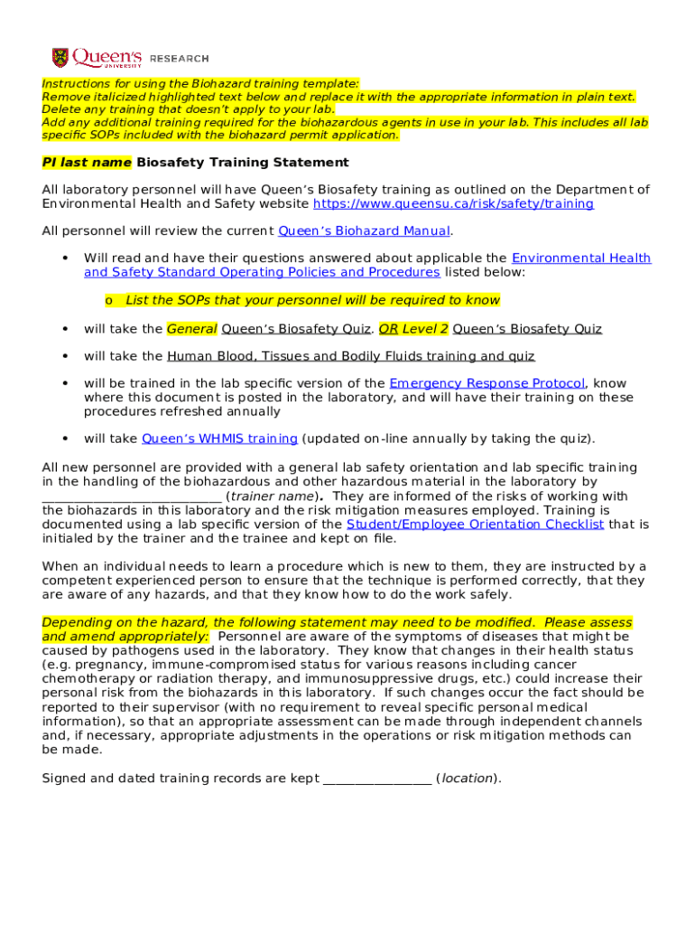 Biohazard-Training-Statement-10- ... Doc Template | pdfFiller