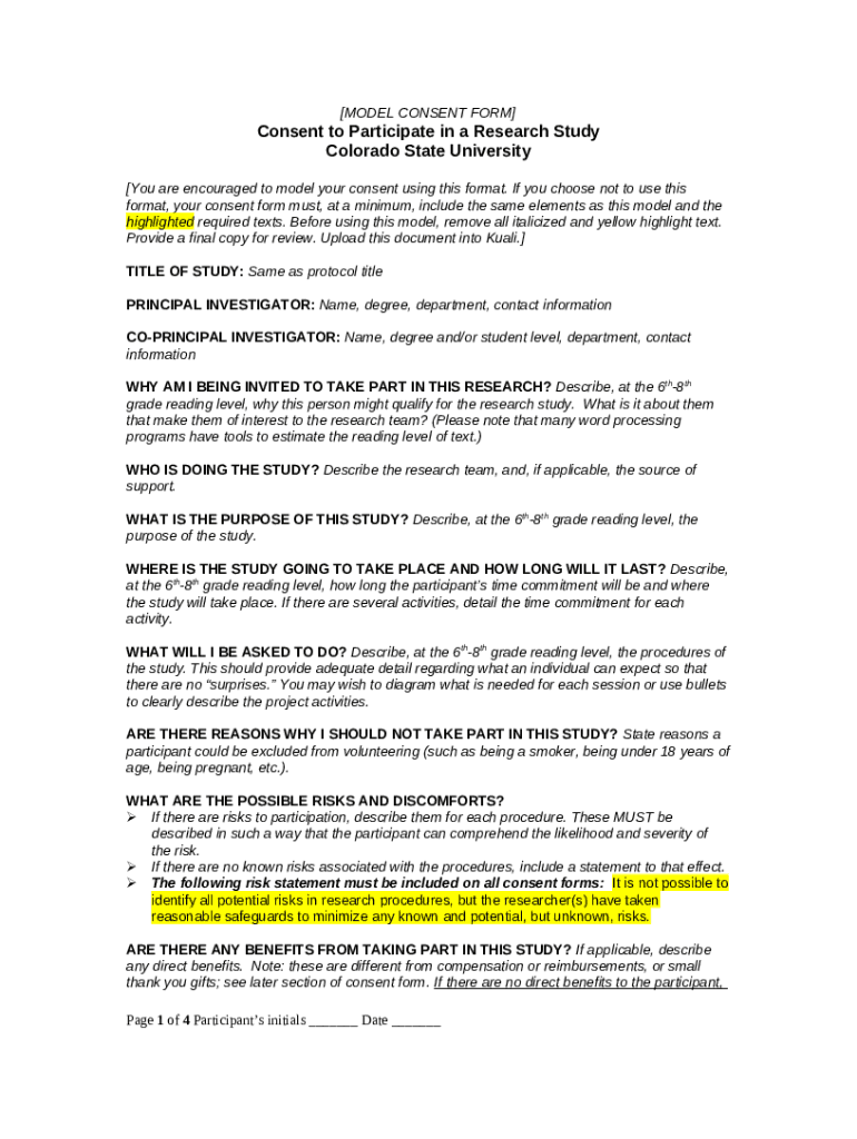 Consent & Assent Templates - Vice President For Research Doc Template ...