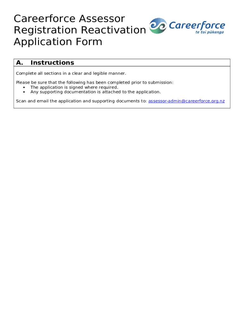 Assessor Registration Reactivation Doc Template | pdfFiller