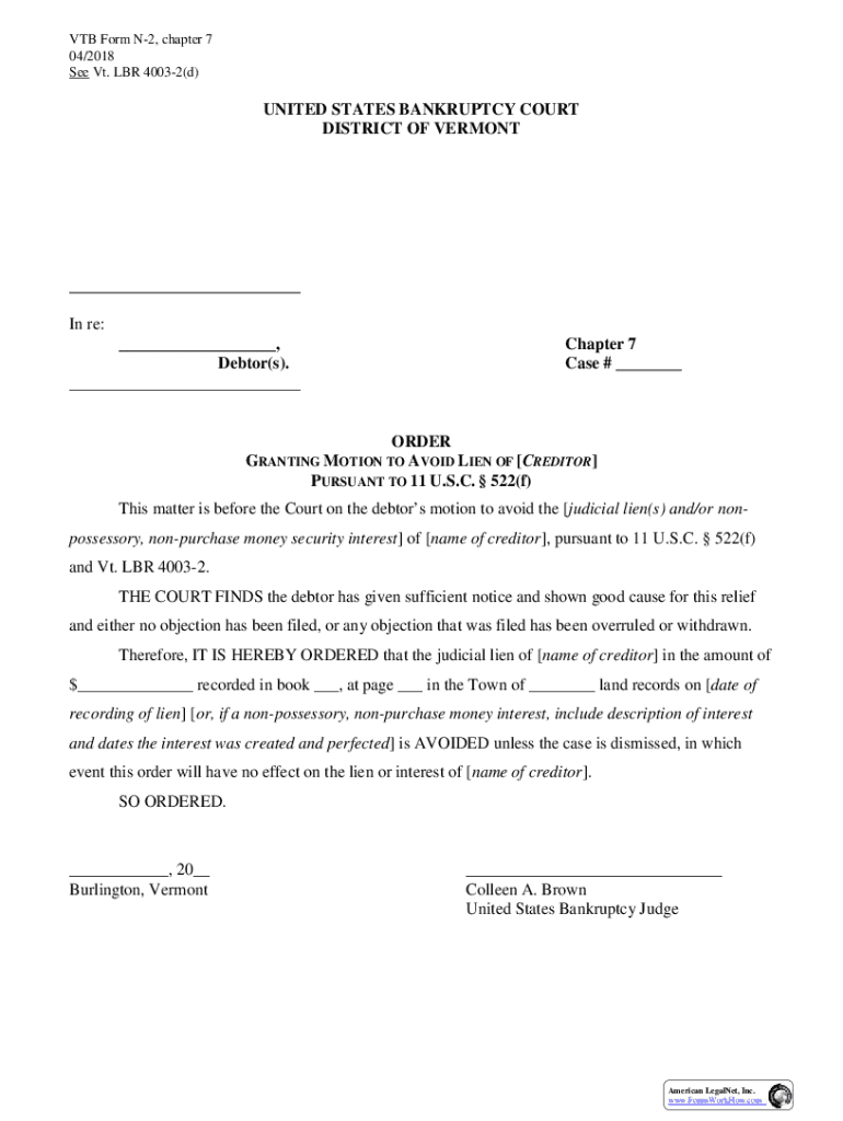 Fillable Online APPENDIX : MOTION TO AVOID LIEN PURSUANT TO 11 U Fax Email Print - pdfFiller