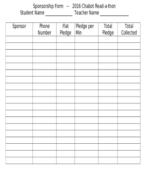 AThon Sponsor Pledge Sheet - Lu and Bean Read Doc Template | pdfFiller