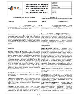 Freight Forwarding AgreementPractical Law Doc Template | pdfFiller