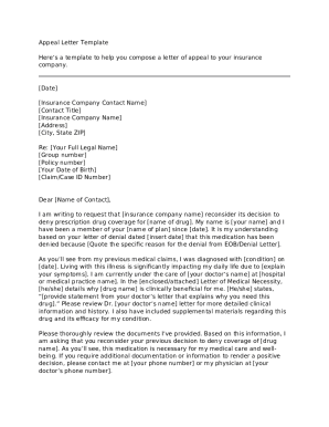 Template and Instructions for Appeals Letter PURPOSE Doc Template | pdfFiller