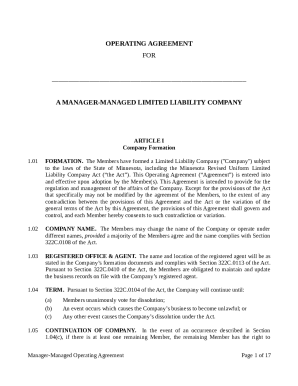 Fillable Online Washington State LLC Operating Agreement Fax Email ...
