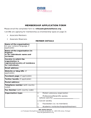 Online Membership Application - ABC Global ... Doc Template | pdfFiller