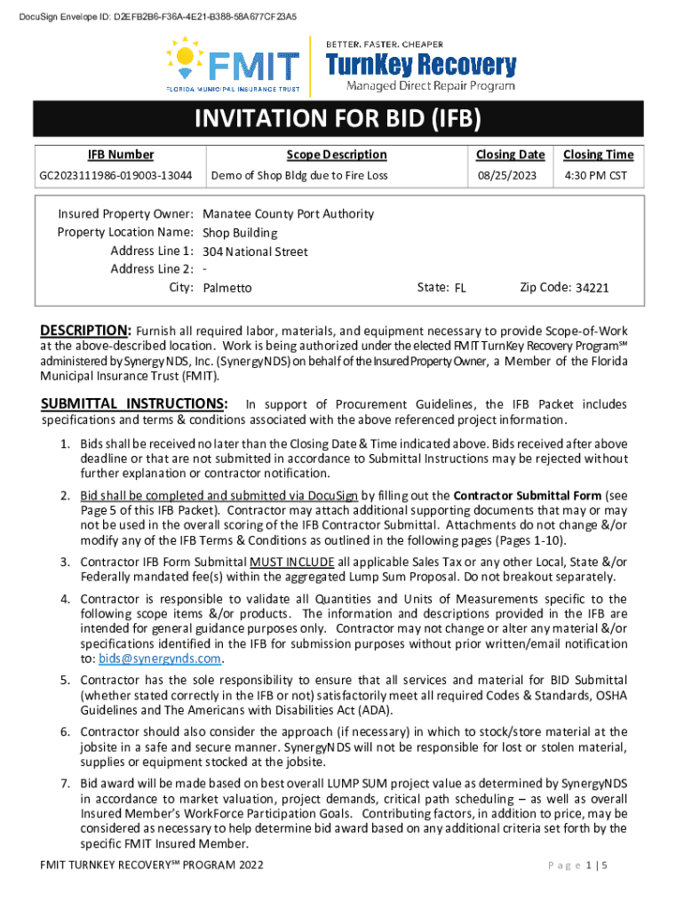Fillable Online INVITATION FOR BID (IFB) - SynergyID Fax Email Print - pdfFiller