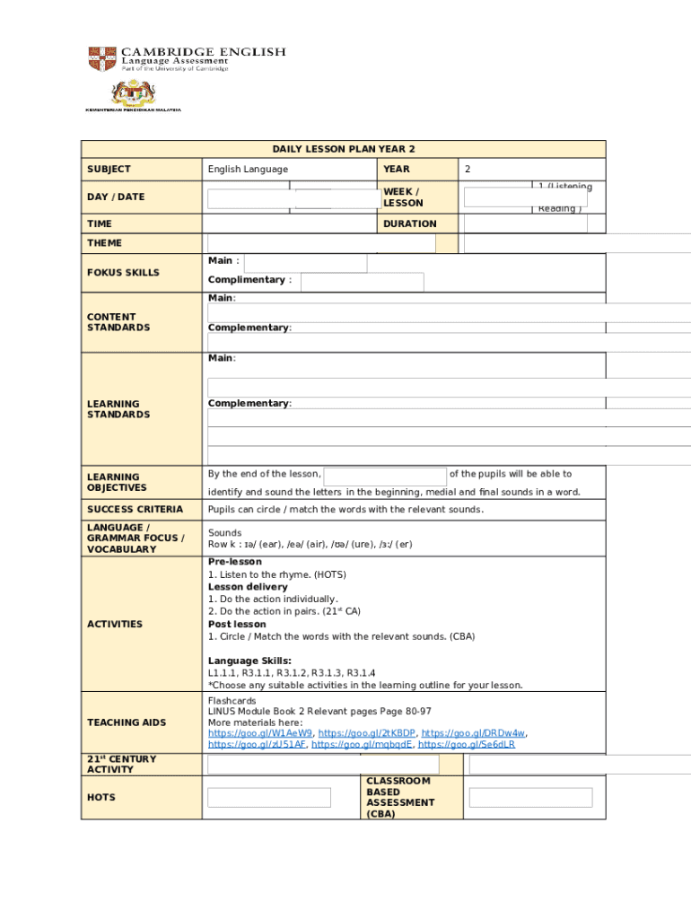 Rph Bi Year 2 L21-30 .docx - Daily Lesson Plan ... Doc Template | pdfFiller