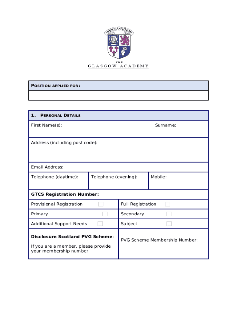 St-Aloysius-Teaching-Staff-Application-. ... Doc Template | pdfFiller