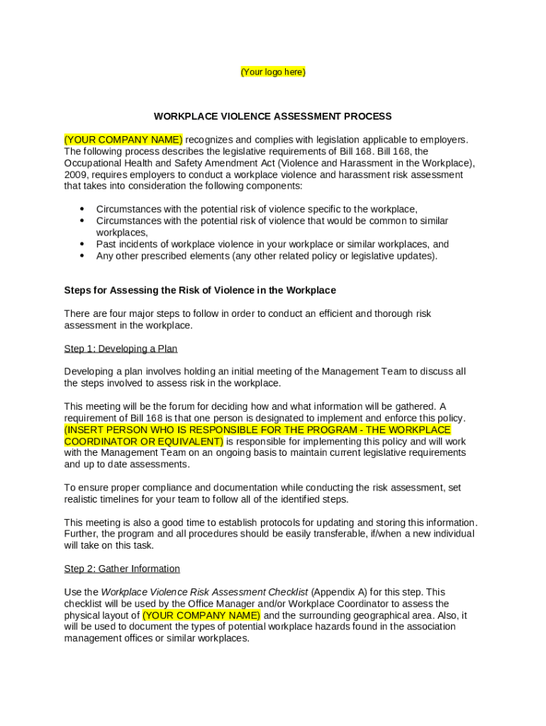 Workplace Violence is Here to Stay. What's Your Risk? Doc Template ...