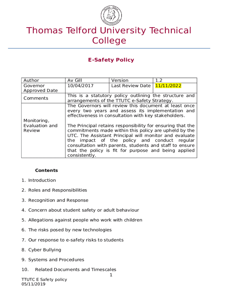 TTUTC Safeguarding Learners on Educational Visits Policy ... Doc ...