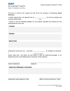 Union Business Time Request Doc Template | pdfFiller