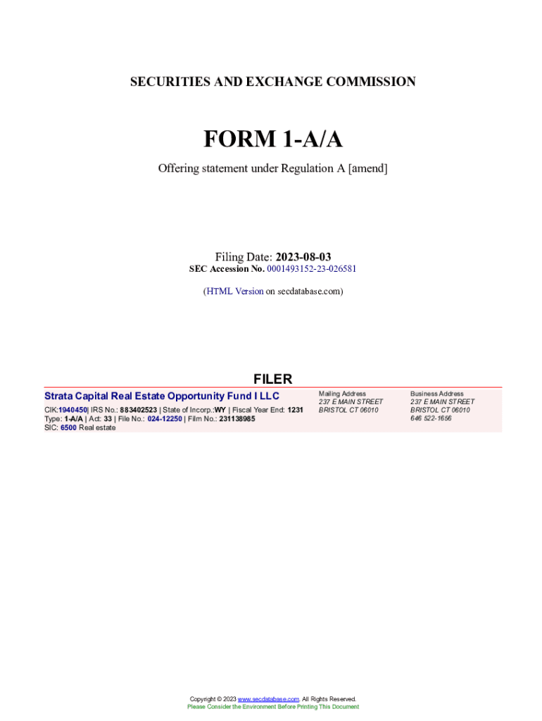 Fillable Online Strata Capital Real Estate Opportunity Fund I LLC Form ...