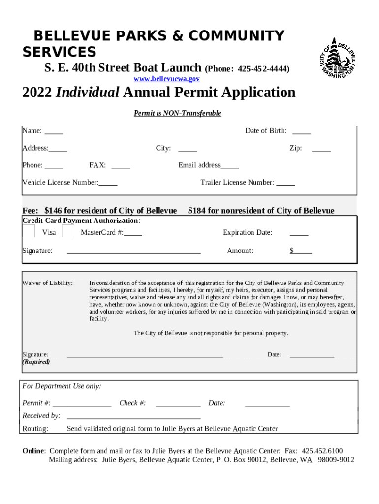 2022 Individual Annual Permit Application Doc Template | pdfFiller