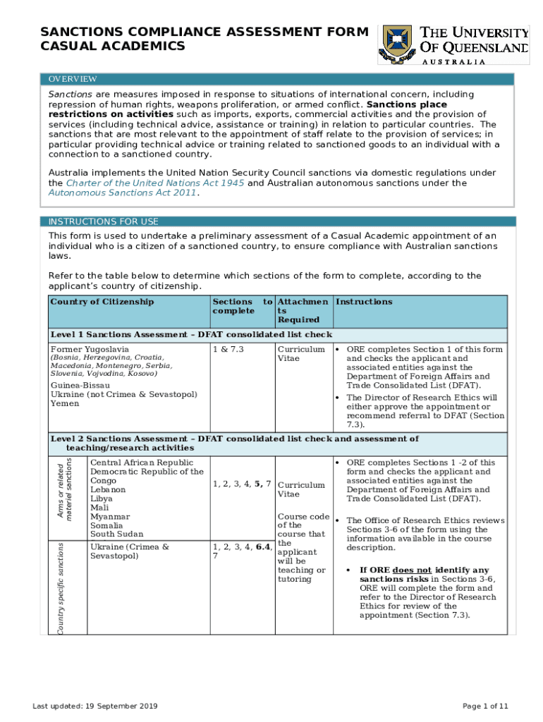 RHD Sanctions Compliance Assessment - uq edu Doc Template | pdfFiller