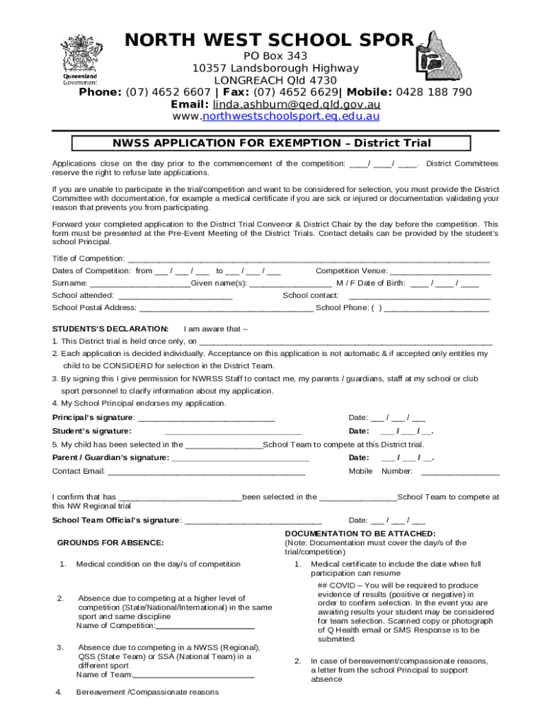 QRSS North West Regional School Sport Doc Template | pdfFiller