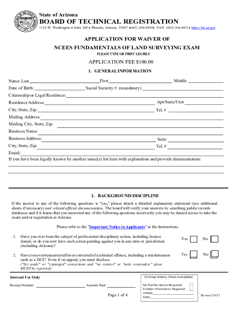 Fillable Online Professional Land Surveyor (PLS) Application ...