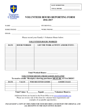Fillable Online VOLUNTEER HOURS REPORTING FORM 16-17 Fax Email Print ...