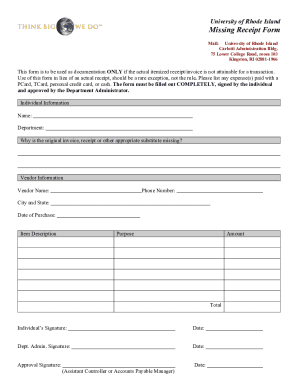 Fillable Online Missing Receipt Form 2023 Fax Email Print - pdfFiller