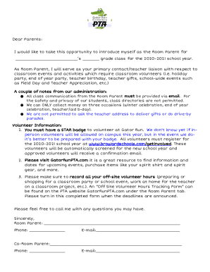 How to Write a Room Mom Letter to Parents Doc Template | pdfFiller