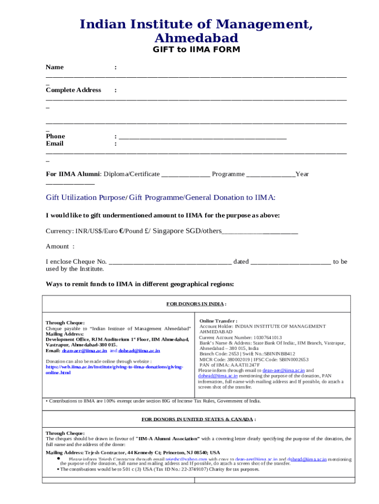 Gift-to-IIMA- - The WIMWIAN - IIM Ahmedabad Doc Template | pdfFiller