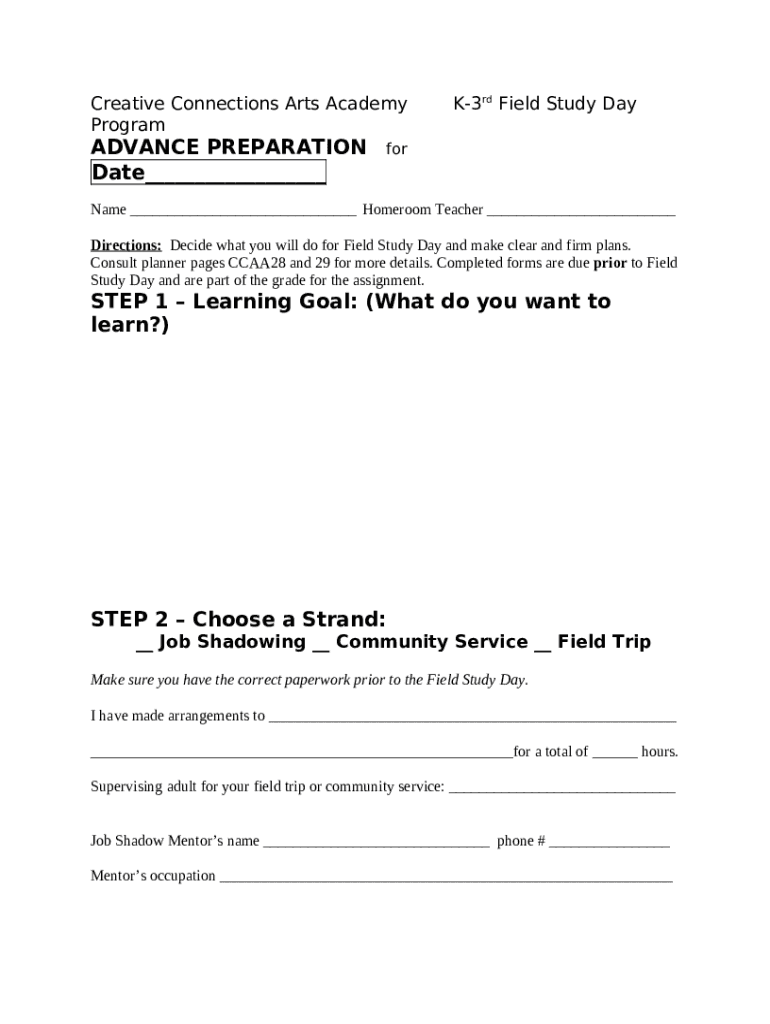 Field Study Days - Creative Connections Arts Academy Doc Template ...