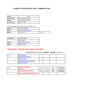 Fillable Online 2019 RFP WORKSHEET PARIS ISD.xlsx Fax Email Print - pdfFiller