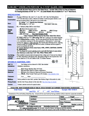 Fillable Online Air Louvers VSL Slimline Vision Lite Frame for 3/16 to ...